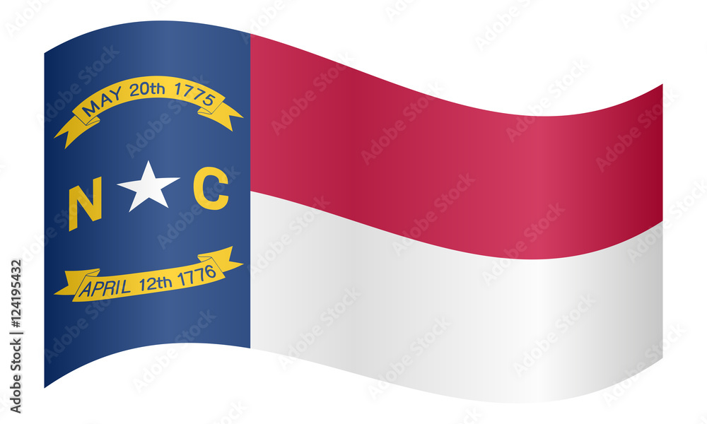 Flag of North Carolina waving on white background Stock Vector | Adobe ...