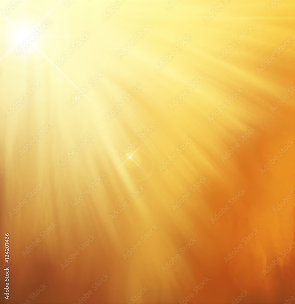 vector orange background with sun rays Stock Vector | Adobe Stock