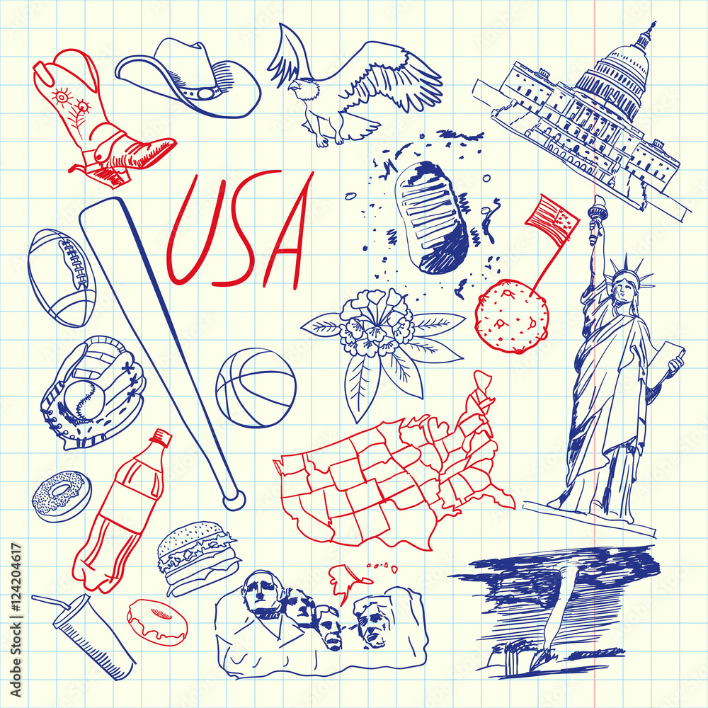 United States of America national symbol. American cultural, culinary ...