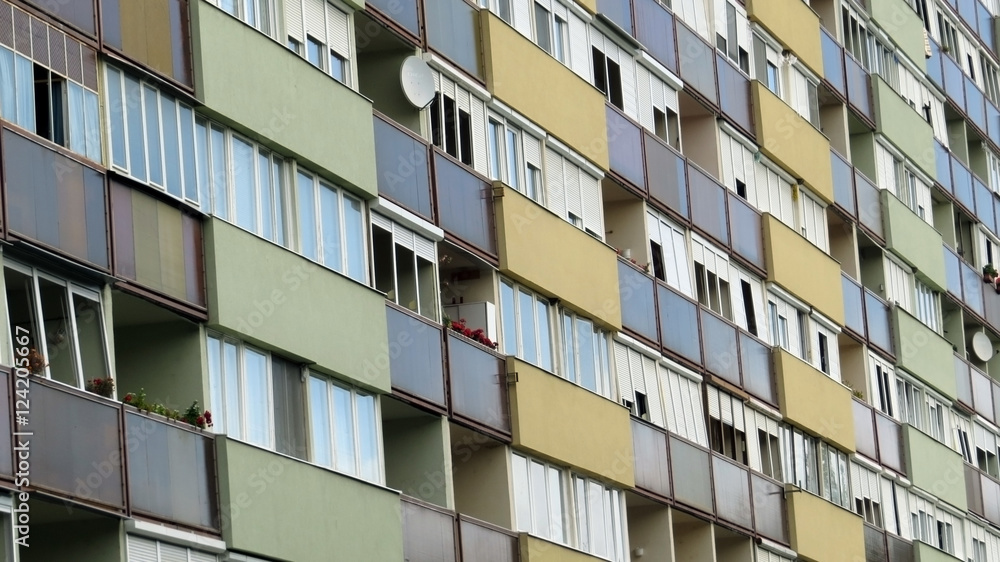 apartment block. buildings. housing estate perspective view Stock Photo ...