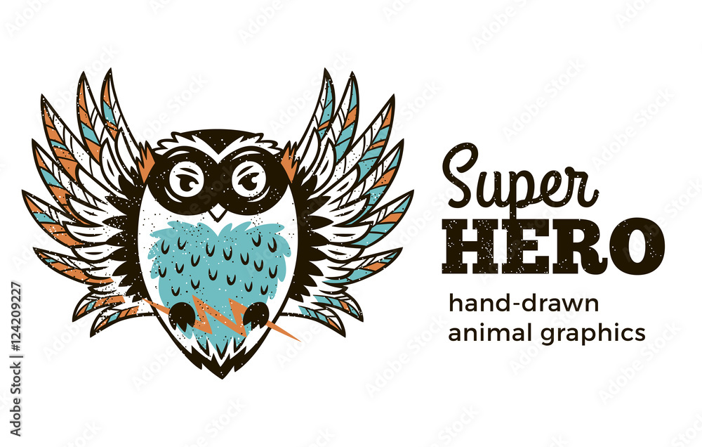 Owl in Superhero costume character isolated on white background Stock ...