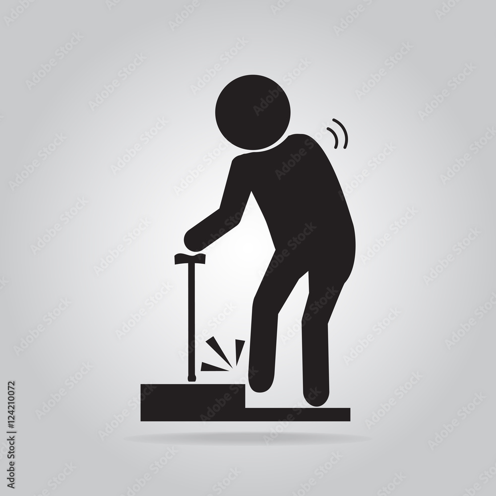 Elderly tripping over on floor, person injury symbol illustration Stock ...