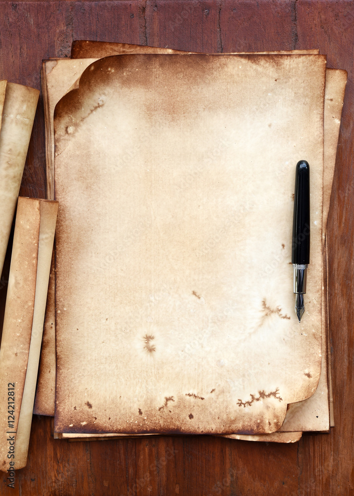 Old paper and pen for background Stock Photo | Adobe Stock