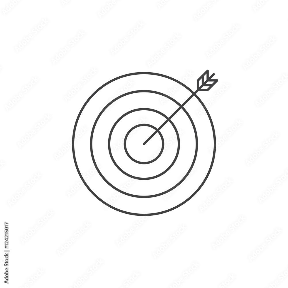 Target thin line icon, bullseye outline vector logo illustration ...