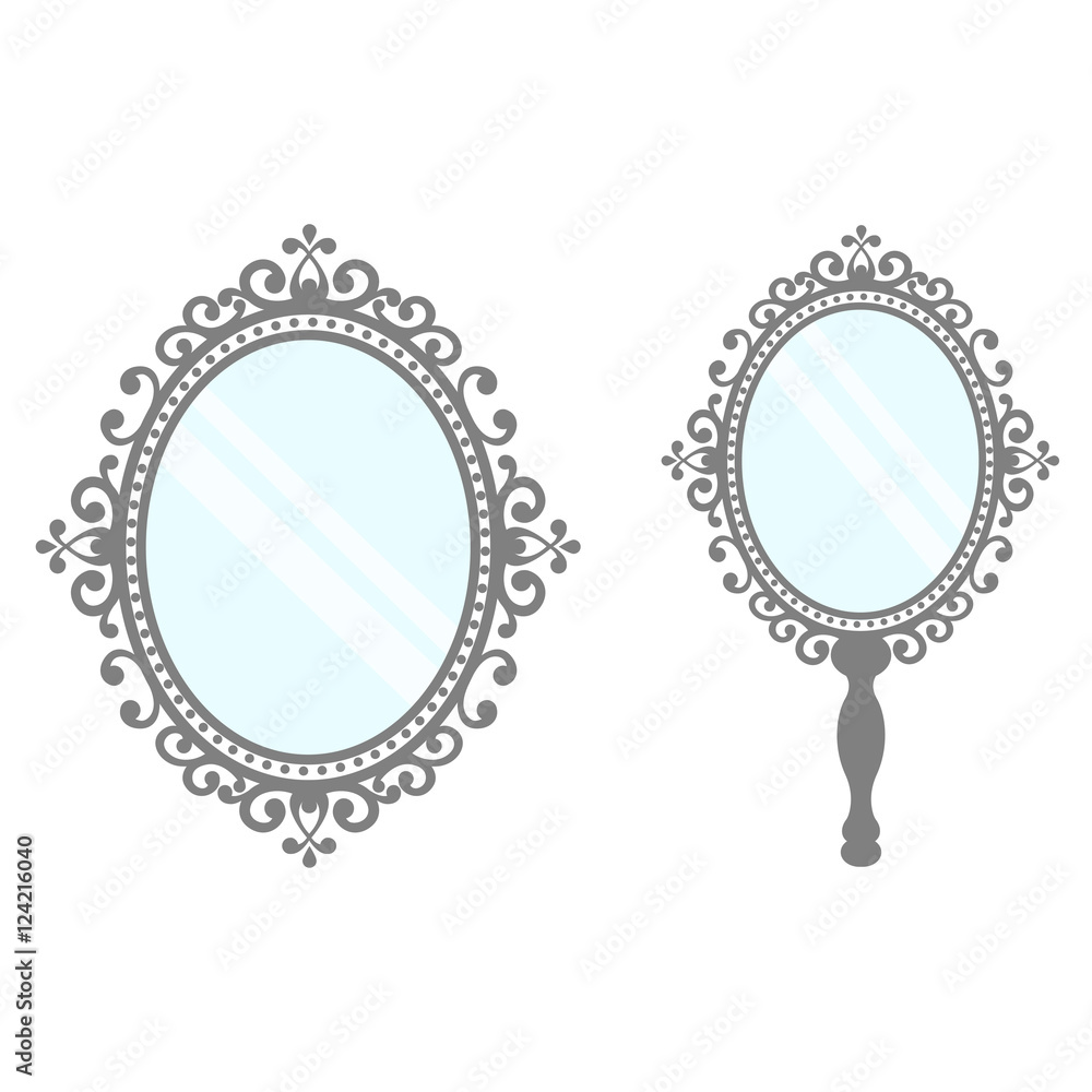 vintage mirror set vector Stock Vector | Adobe Stock
