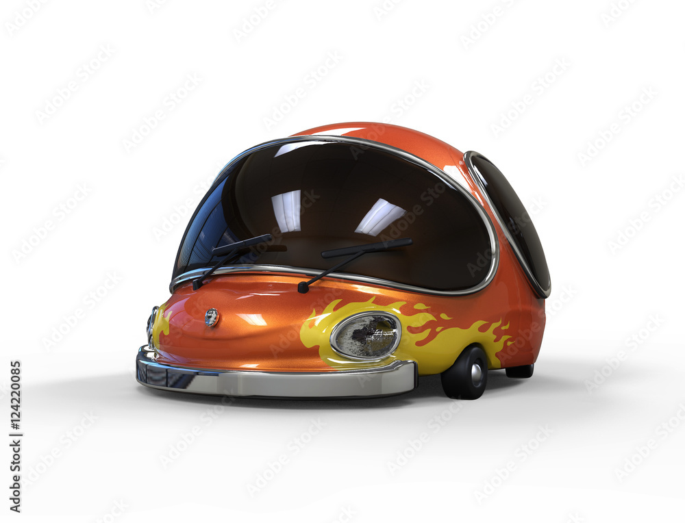 3D illustration of ultra modern future car in cartoon style, funny ...