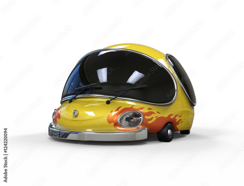 3D illustration of ultra modern future car in cartoon style, funny ...