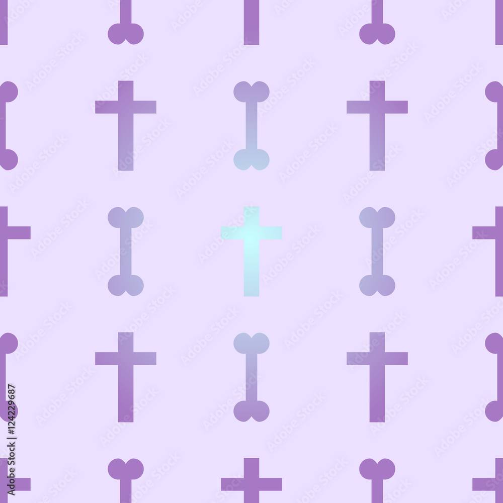 Seamless background with crosses and bones in the style of pastel goth ...