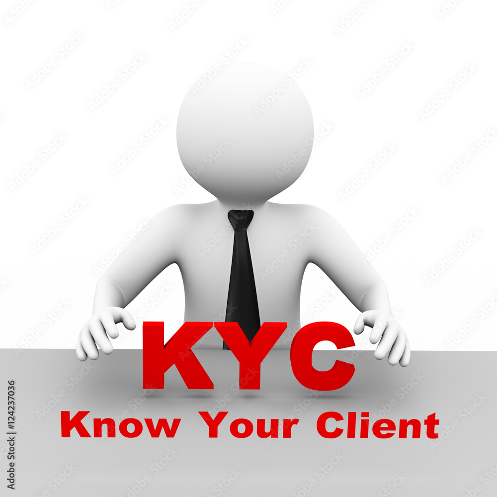 3d businessman with know your client kyc ilustración de Stock | Adobe Stock