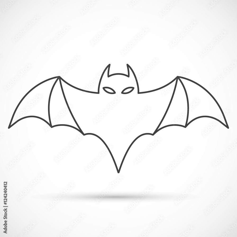 Bat outline icon Stock Vector | Adobe Stock