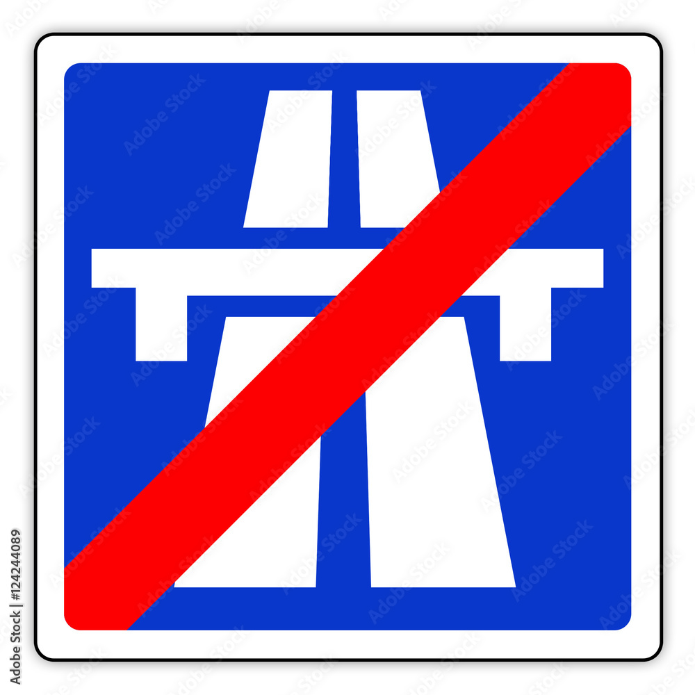 Panneau routier en France : Fin d'autoroute Stock Illustration | Adobe Stock