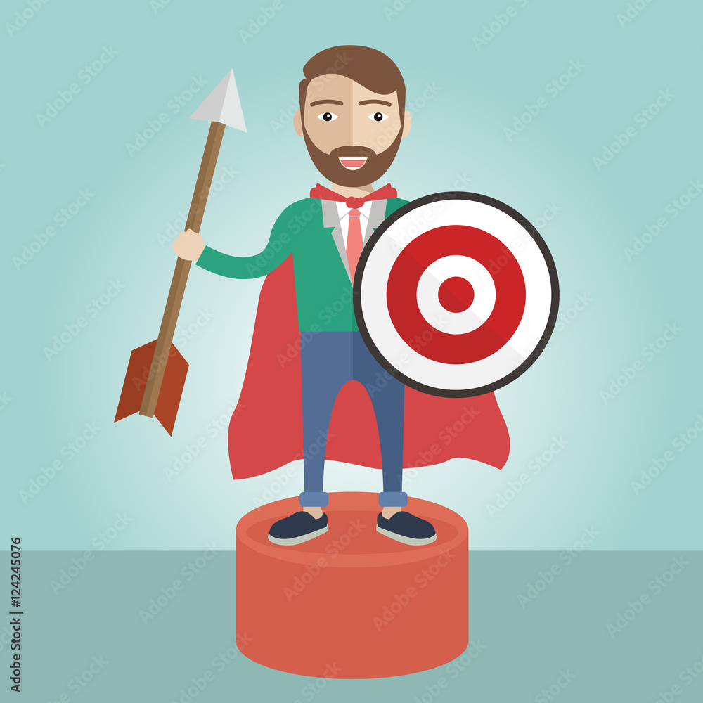 Target businessman superhero leader strategy concept flat modern. Stock ...