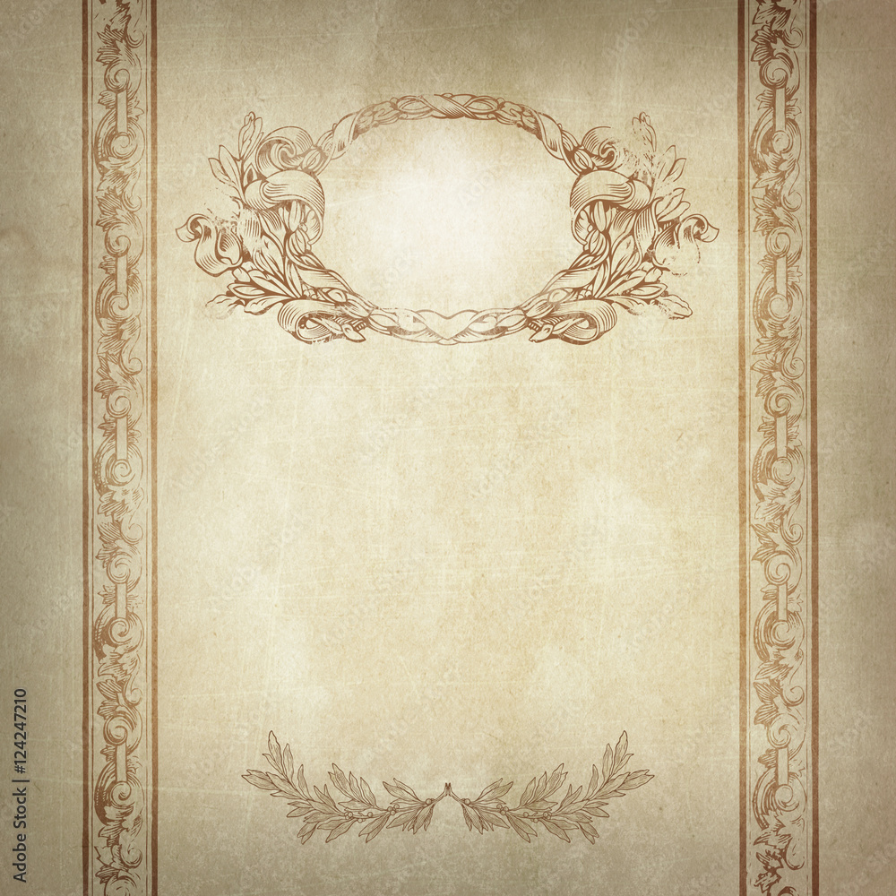 Old paper background with decorative frame and border. Stock Photo ...