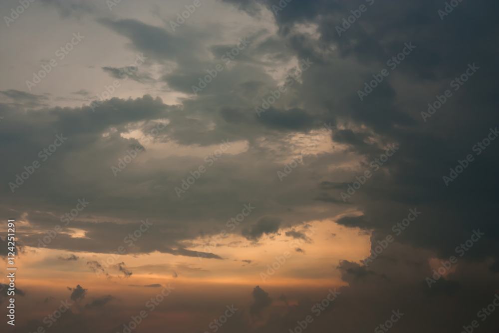 Thunder cloud and the sunset background. Stock Photo | Adobe Stock