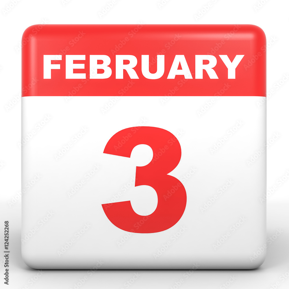 February 3. Calendar on white background. Stock Illustration | Adobe Stock