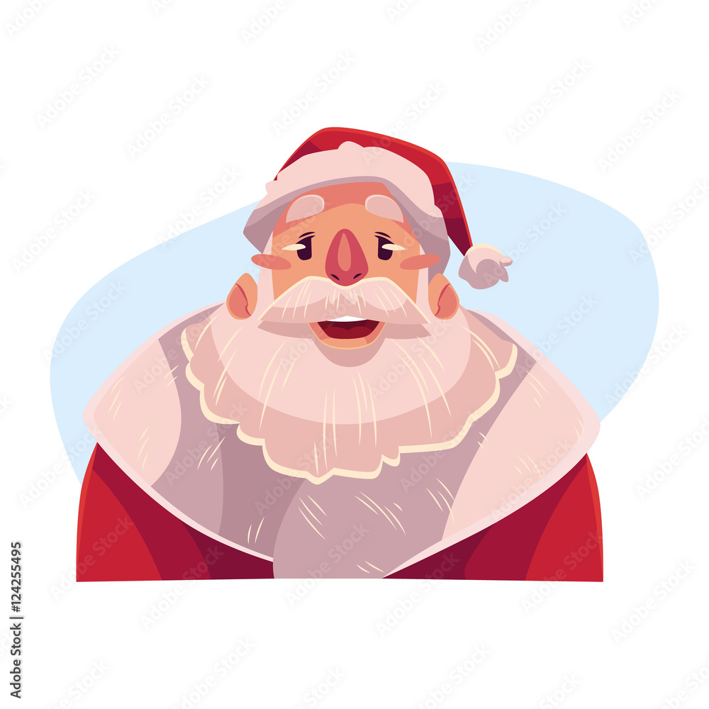 Santa Claus face, wow facial expression, cartoon vector illustrations ...