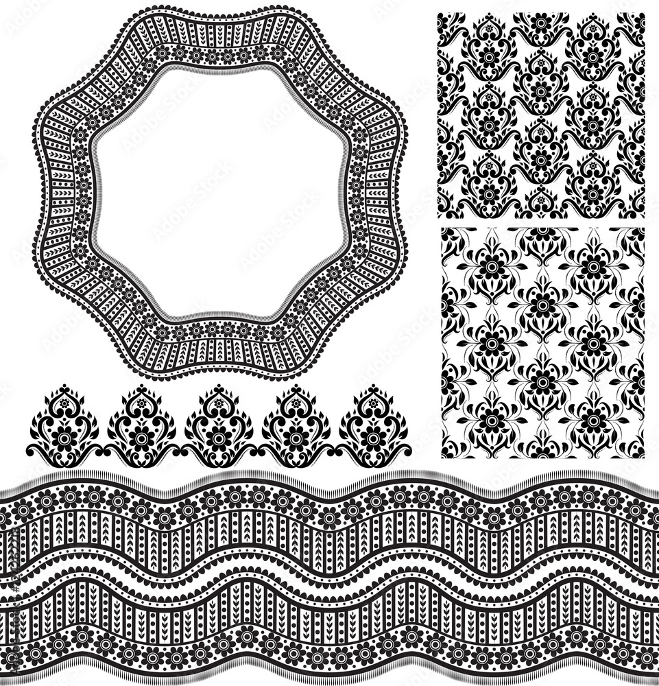 Vector set of design elements: seamless texture, borders, frames.vector ...
