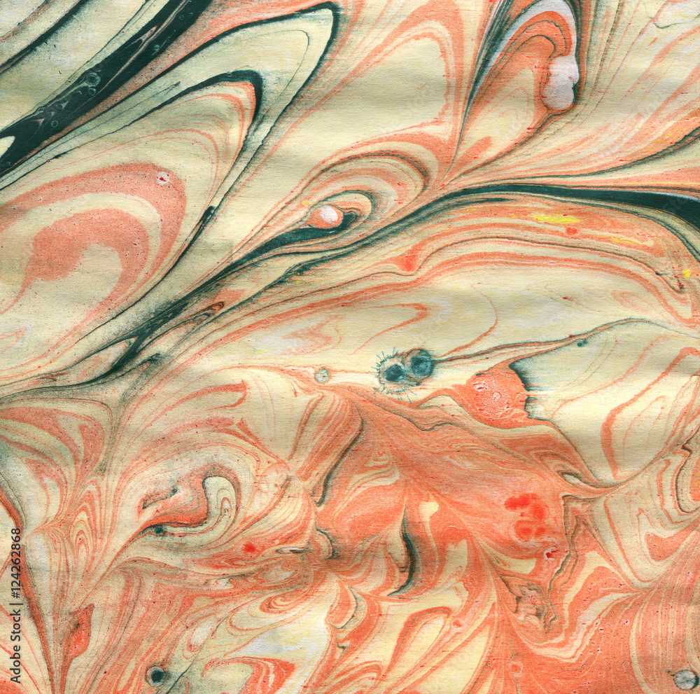 Ebru art. Traditional Turkish Ebru technique. Painting on water ...