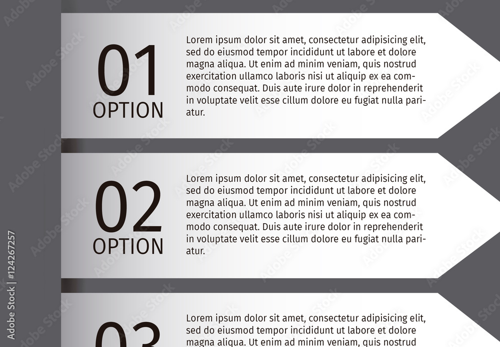 3 Arrow Tab Grayscale Infographic Stock Template | Adobe Stock