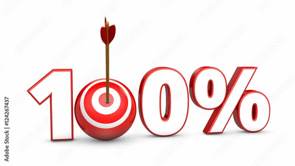 Closeup of arrow hitting a target sphere in hundred percent. 3d ...