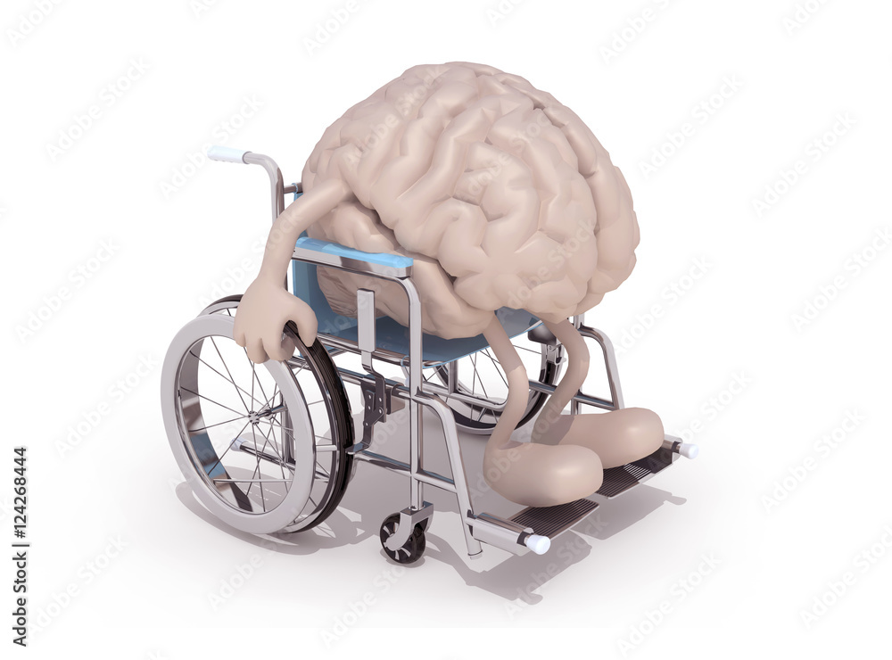 human brain with arms and legs on a wheelchair Stock Illustration ...