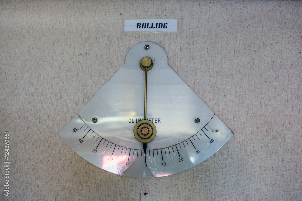 Clinometer or inclinometer on the bridge of a construction barge Stock ...