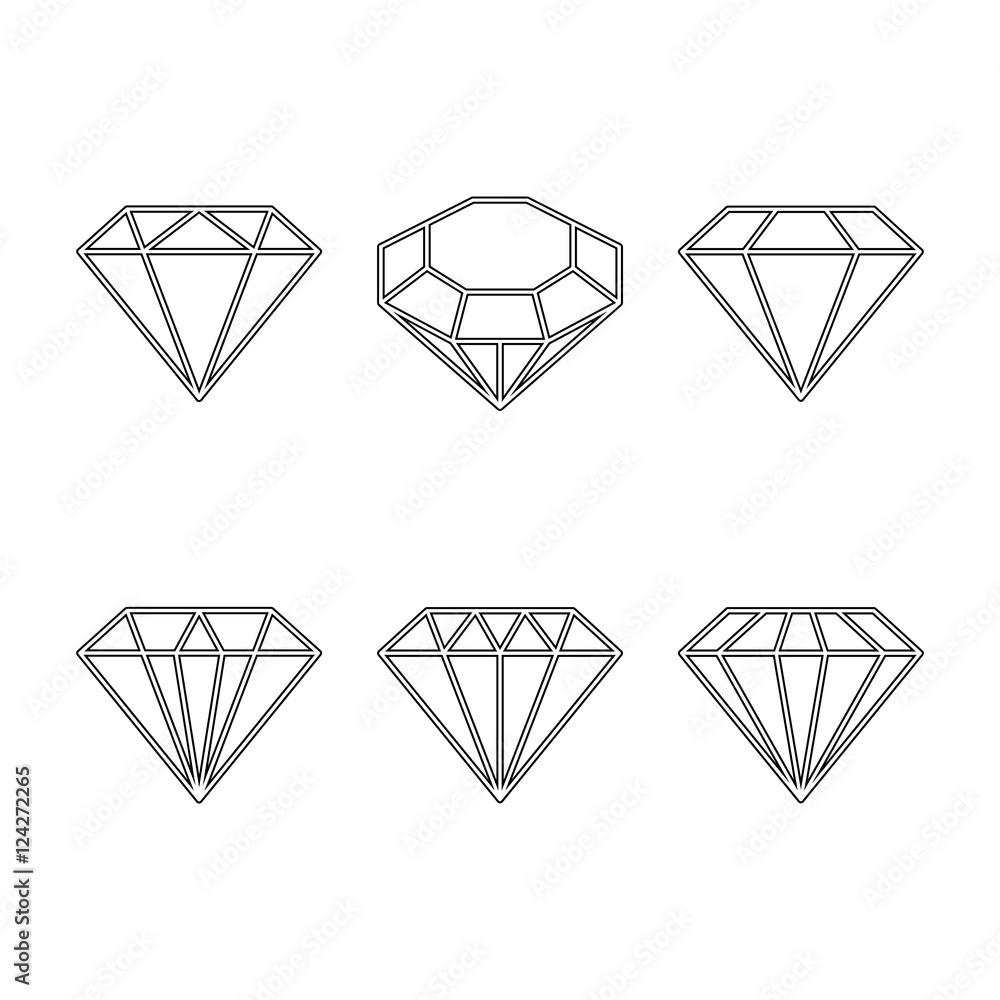 Diamond set icon. Vector Illustration. Shiny crystal sign. Brilliant ...