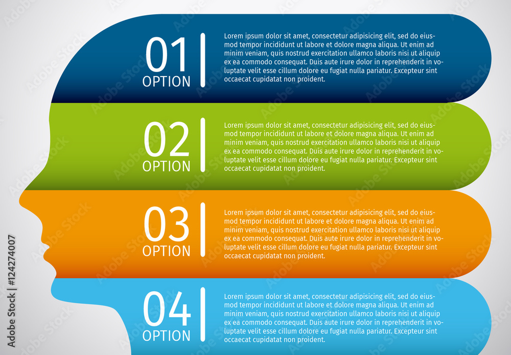 Profile Silhouette Element 4-Tab Infographic Stock Template | Adobe Stock