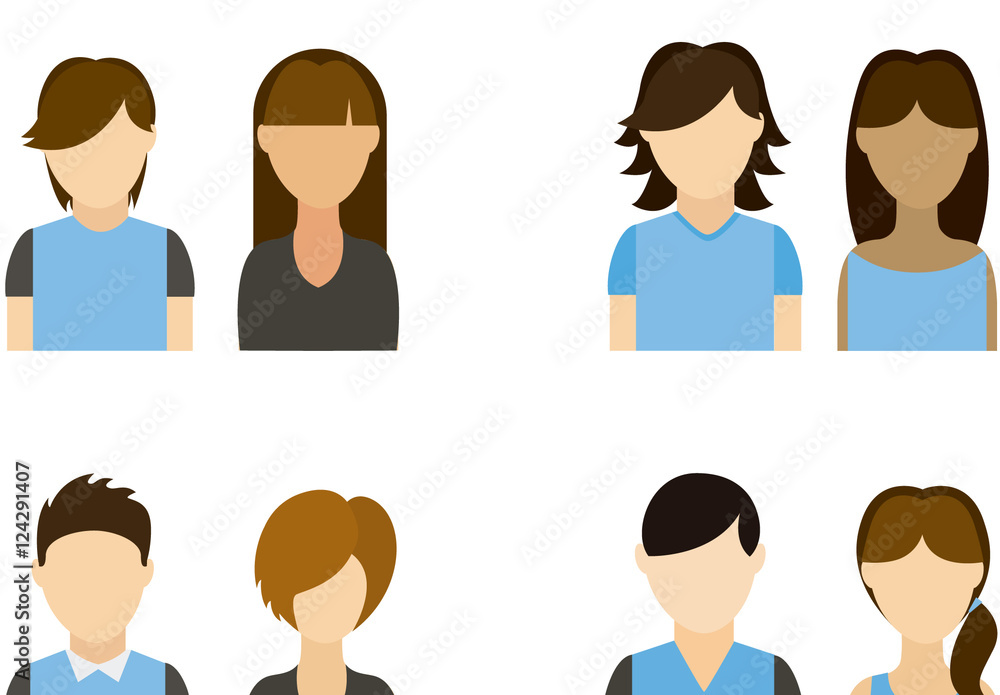 Flat Diverse People Avatar Icons Set Stock Template | Adobe Stock