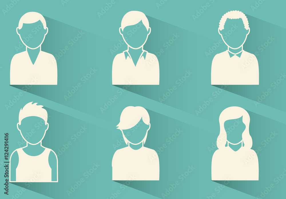 16 Single Color Young People Icons Stock Template | Adobe Stock