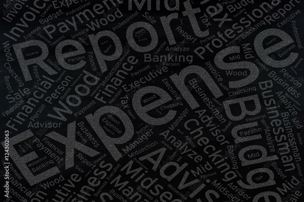 expense ,Word cloud art on blackboard Stock Illustration | Adobe Stock