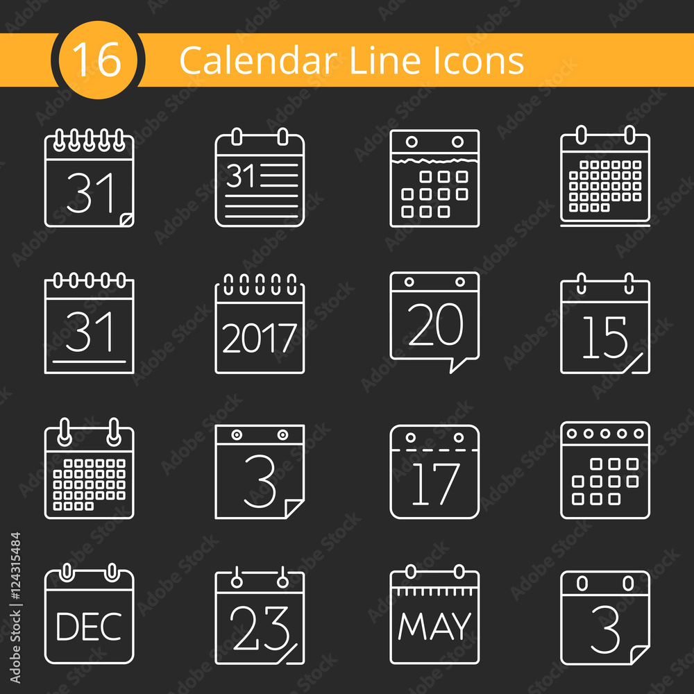 16 Calendar Icons Stock Vector | Adobe Stock
