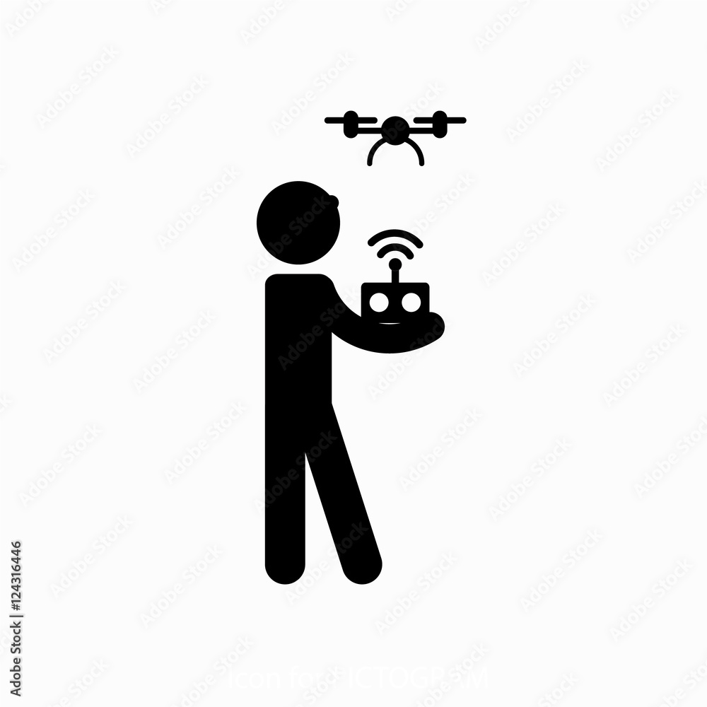 Sticker human figure, the control drone. For pictograms. eps8 Stock ...