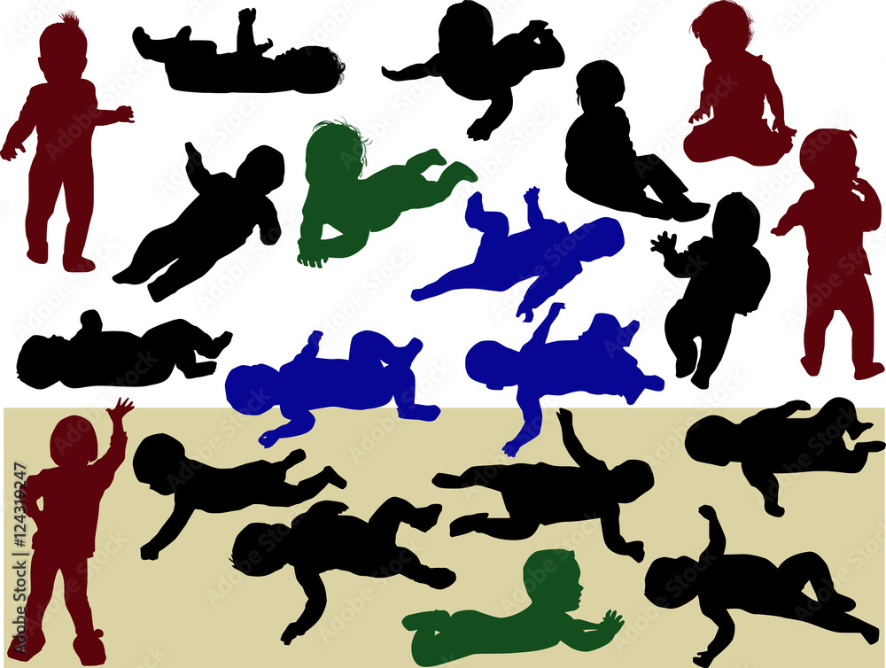 twenty colored child silhouettes collection Stock Vector | Adobe Stock