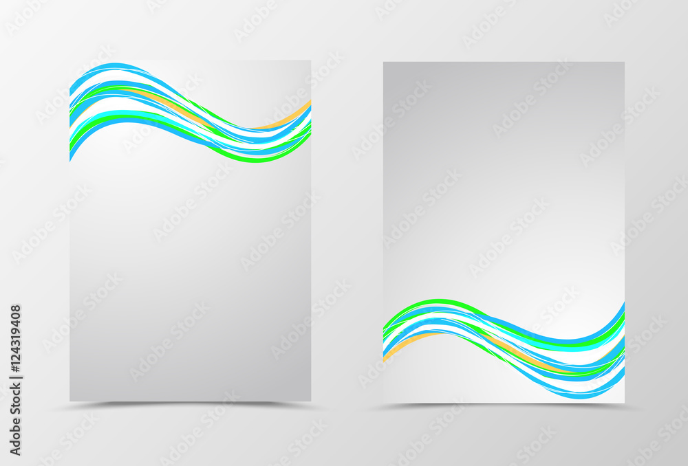 Front and back dynamic wave flyer template design Stock Vector | Adobe ...