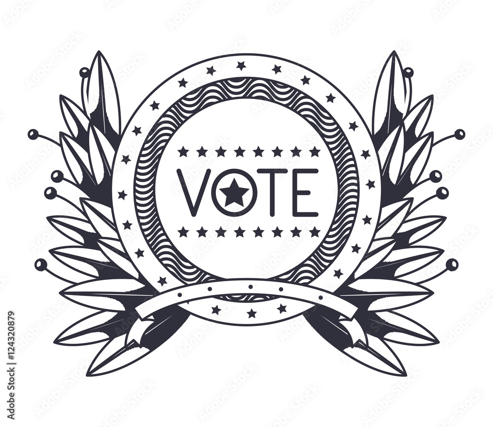 Vote seal stamp with wreath icon. Election government presidential and ...