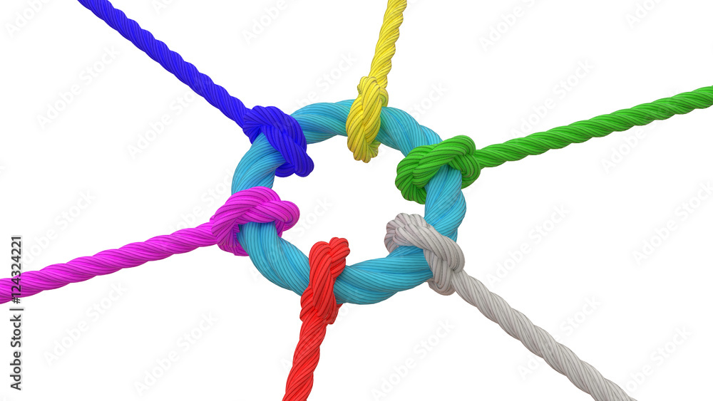 Farbige Seile Teamwork Stock Illustration | Adobe Stock