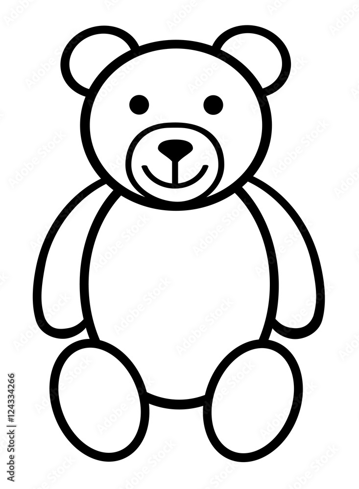 Teddy bear plush toy line art icon Stock Vector | Adobe Stock