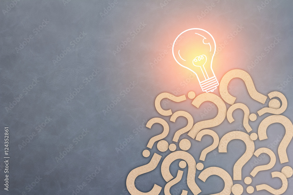 question mark symbol and light bulb with free copy space Stock Photo ...