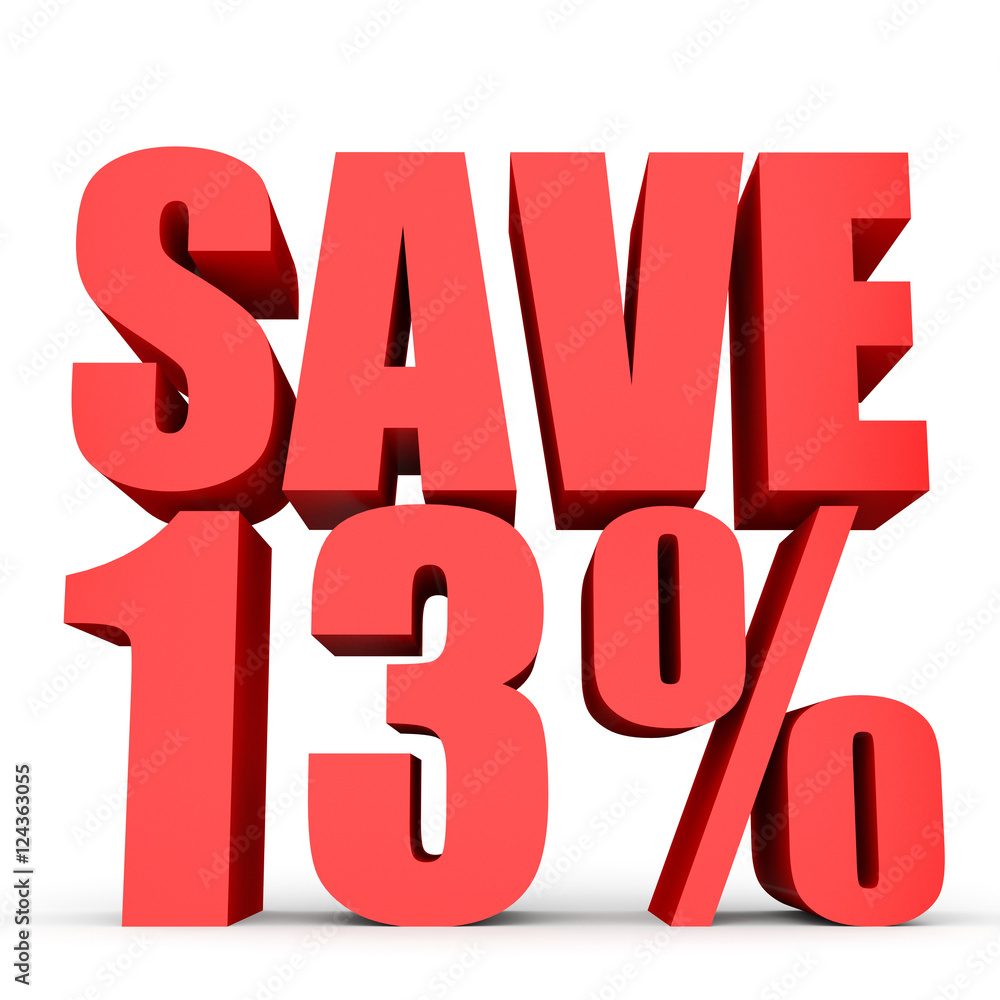 Discount 13 percent off. 3D illustration on white background. Stock ...