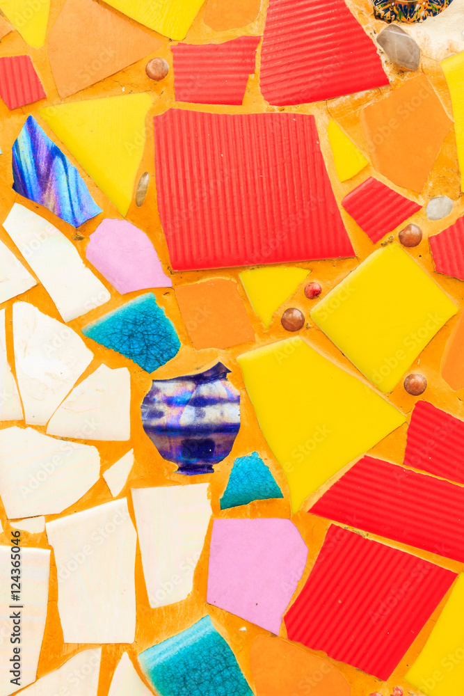 Colorful of wall . Made from Benjarong are name of Thai porcelain with ...
