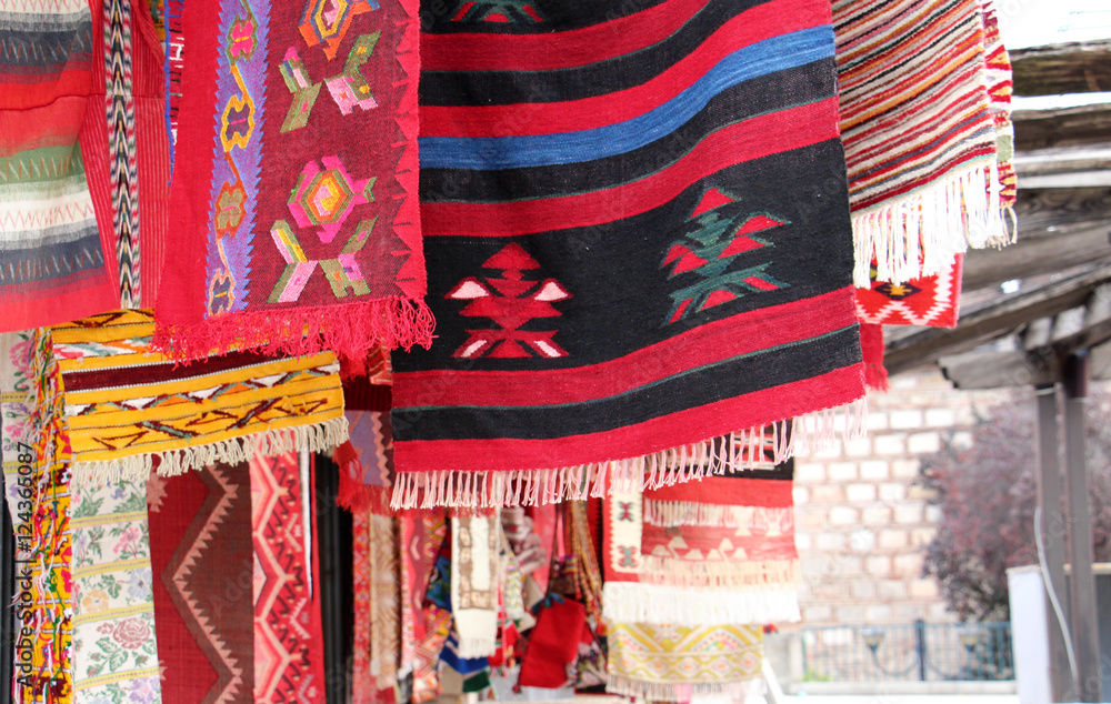 macedonian hand made traditional woolen carpets color concept Stock ...