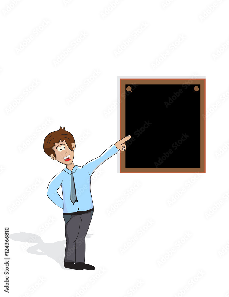 cartoon reacher is pointing to blackboard on the wall Stock Vector ...
