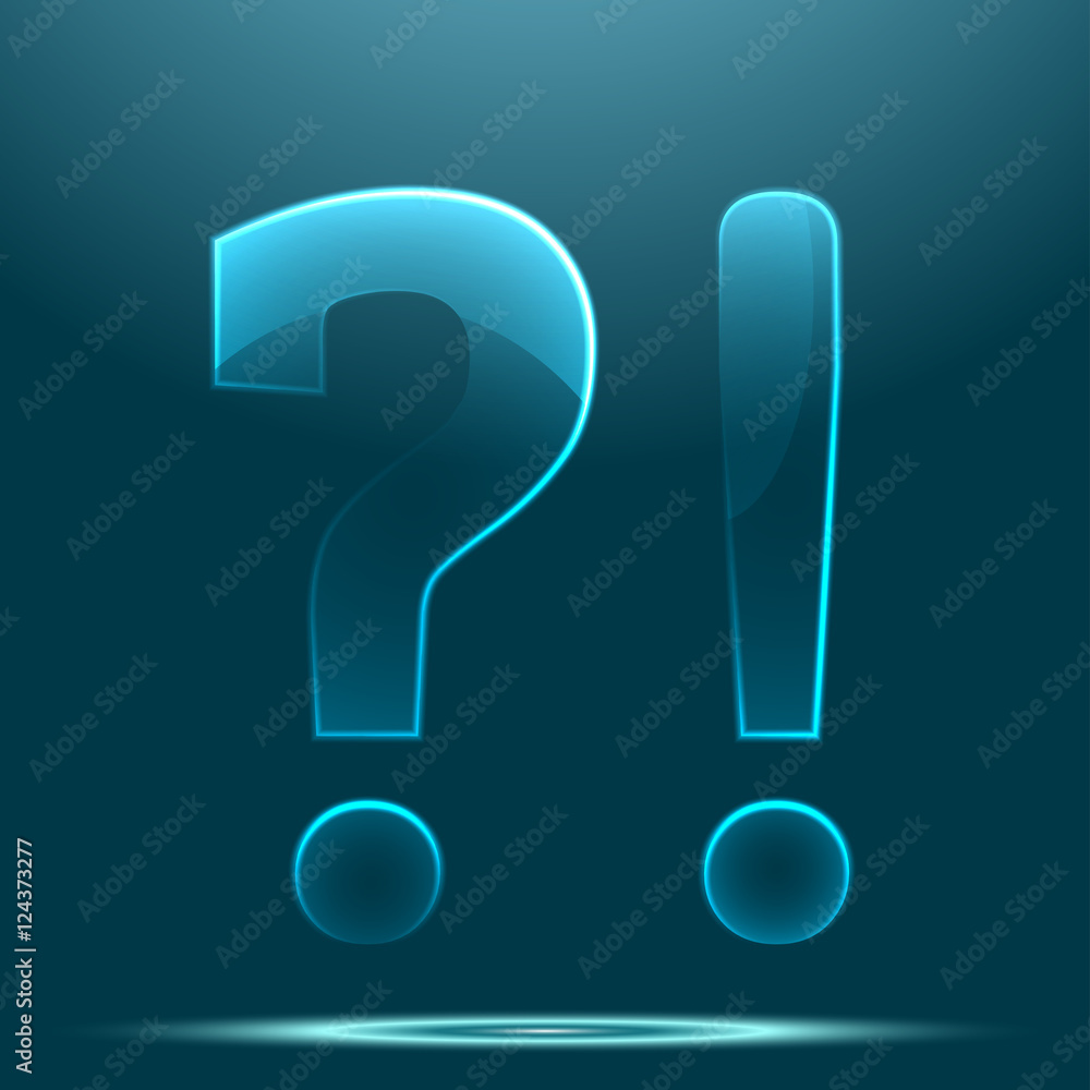 Transparent glass Exclamation and question mark symbol Stock Vector ...