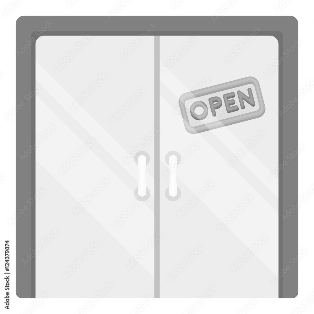 Open store icon in monochrome style isolated on white background. E ...
