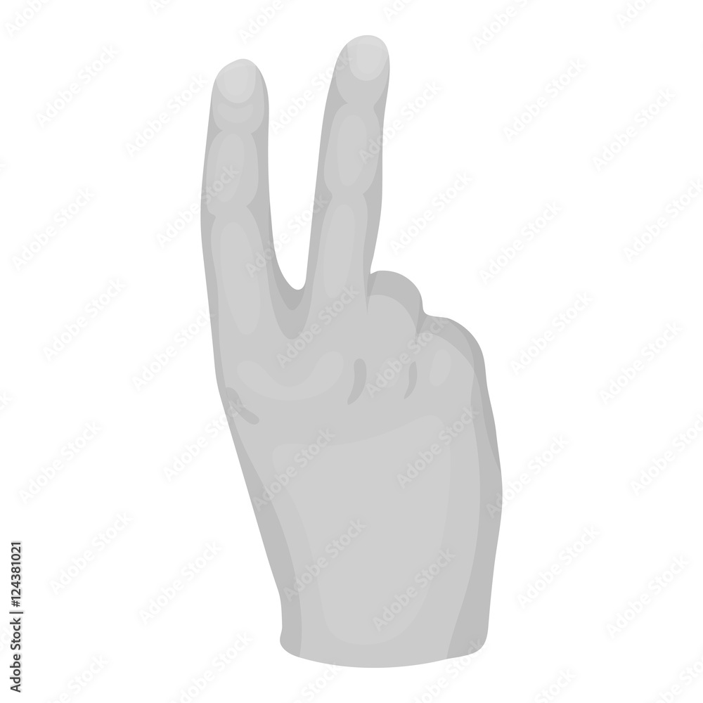 Victory sign icon in monochrome style isolated on white background ...