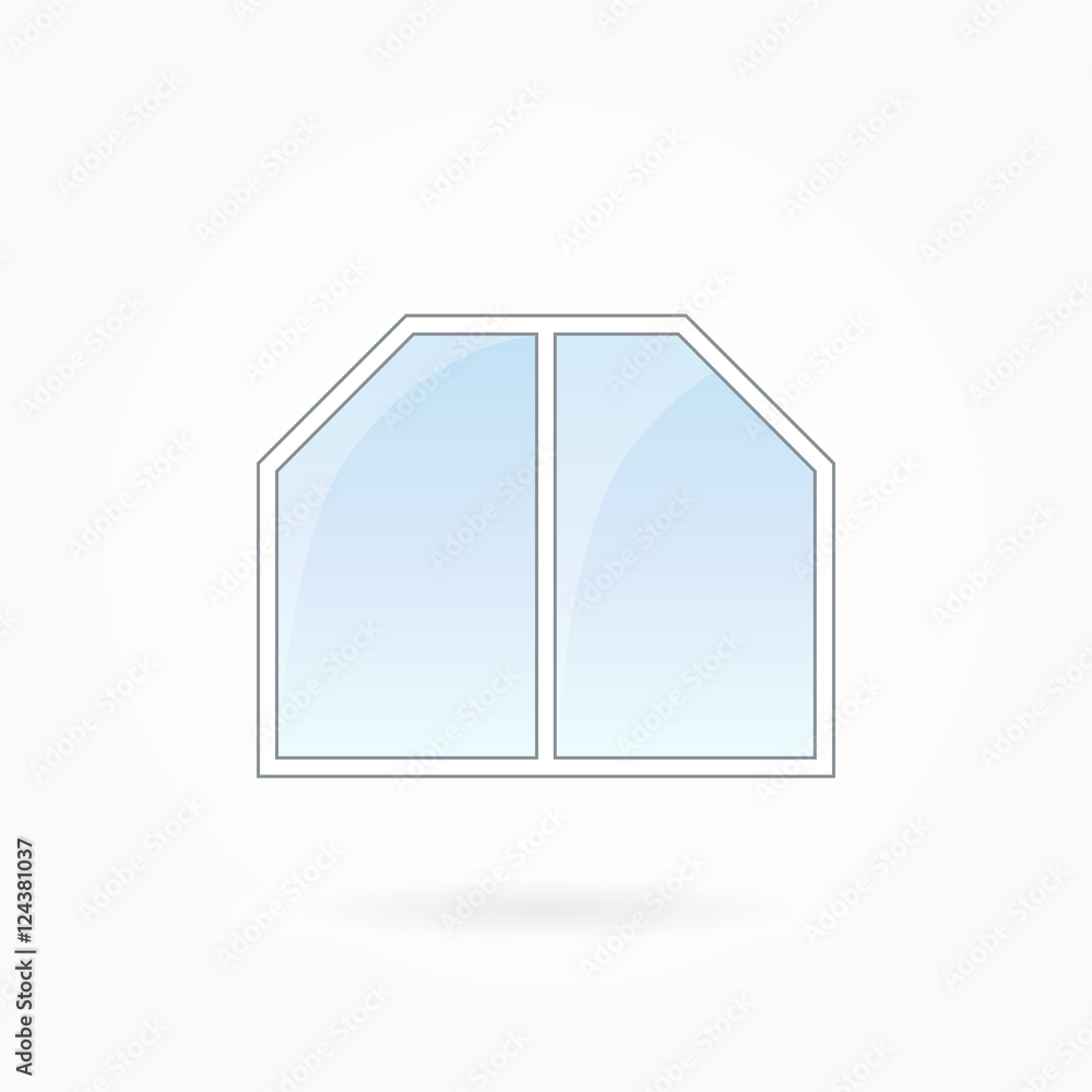 Window frame vector illustration, twofold window with two bevelled ...