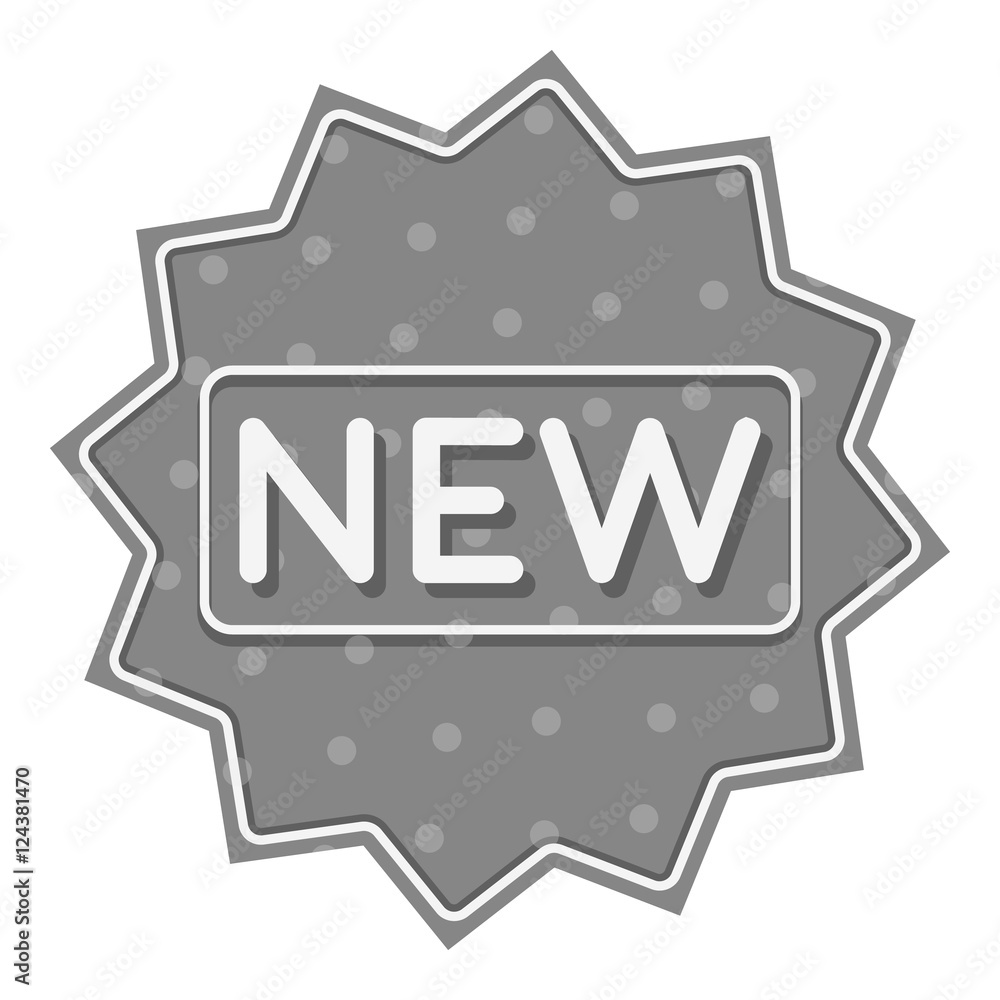 New icon in monochrome style isolated on white background. Label symbol ...