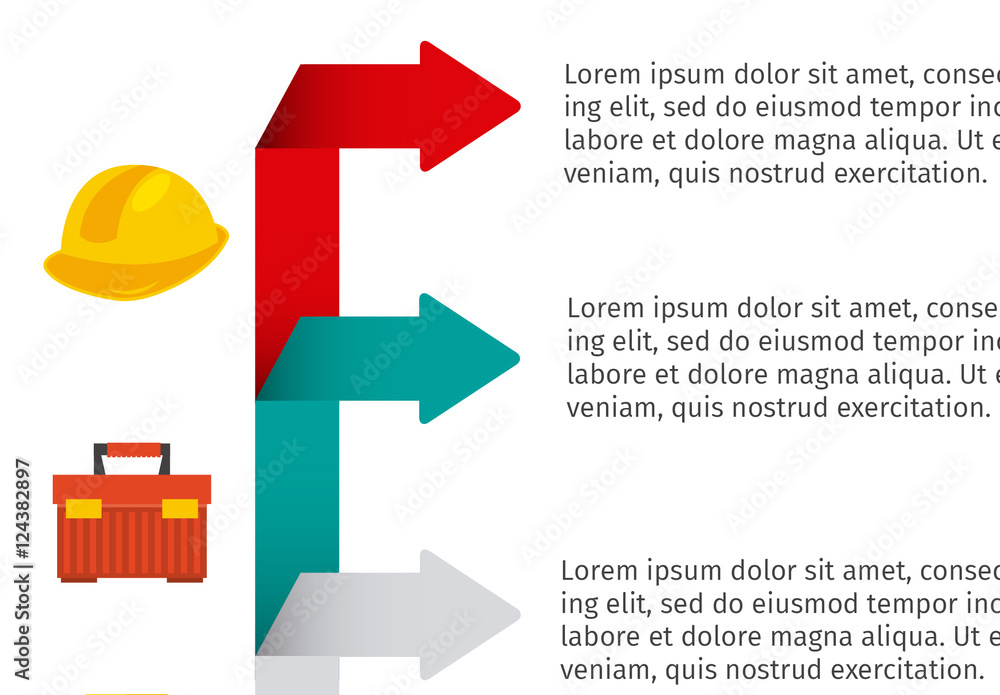 Construction Infographic with Arrow Element and Tool Icon Set 1 Stock ...