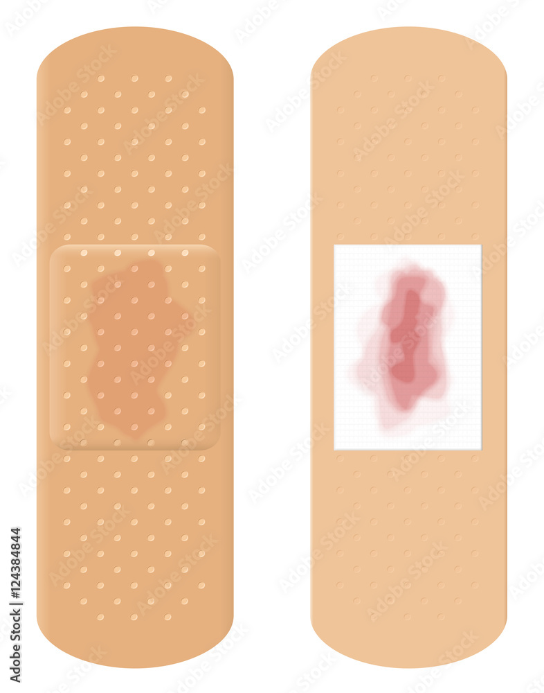 Blood stains on adhesive bandage - surface and reverse. Stock Vector ...